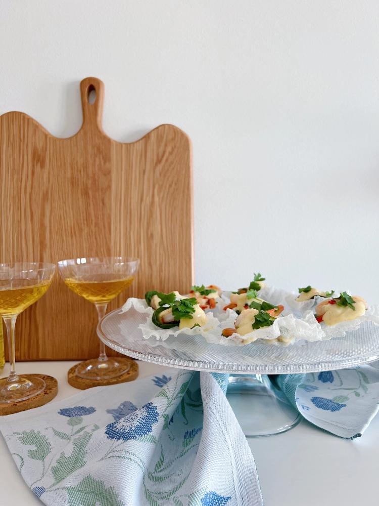 Friterat rispapper med räkor och limeaioli - Cervera