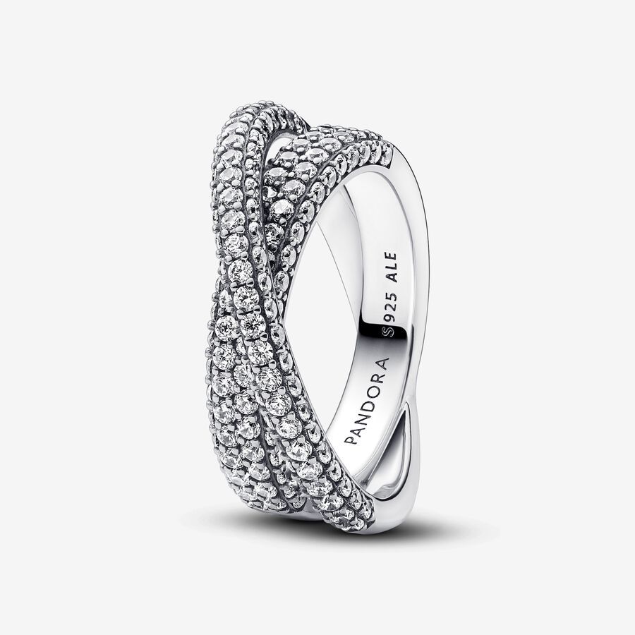 Ring, Pandora Timeless Pavé Crossover Dual Band