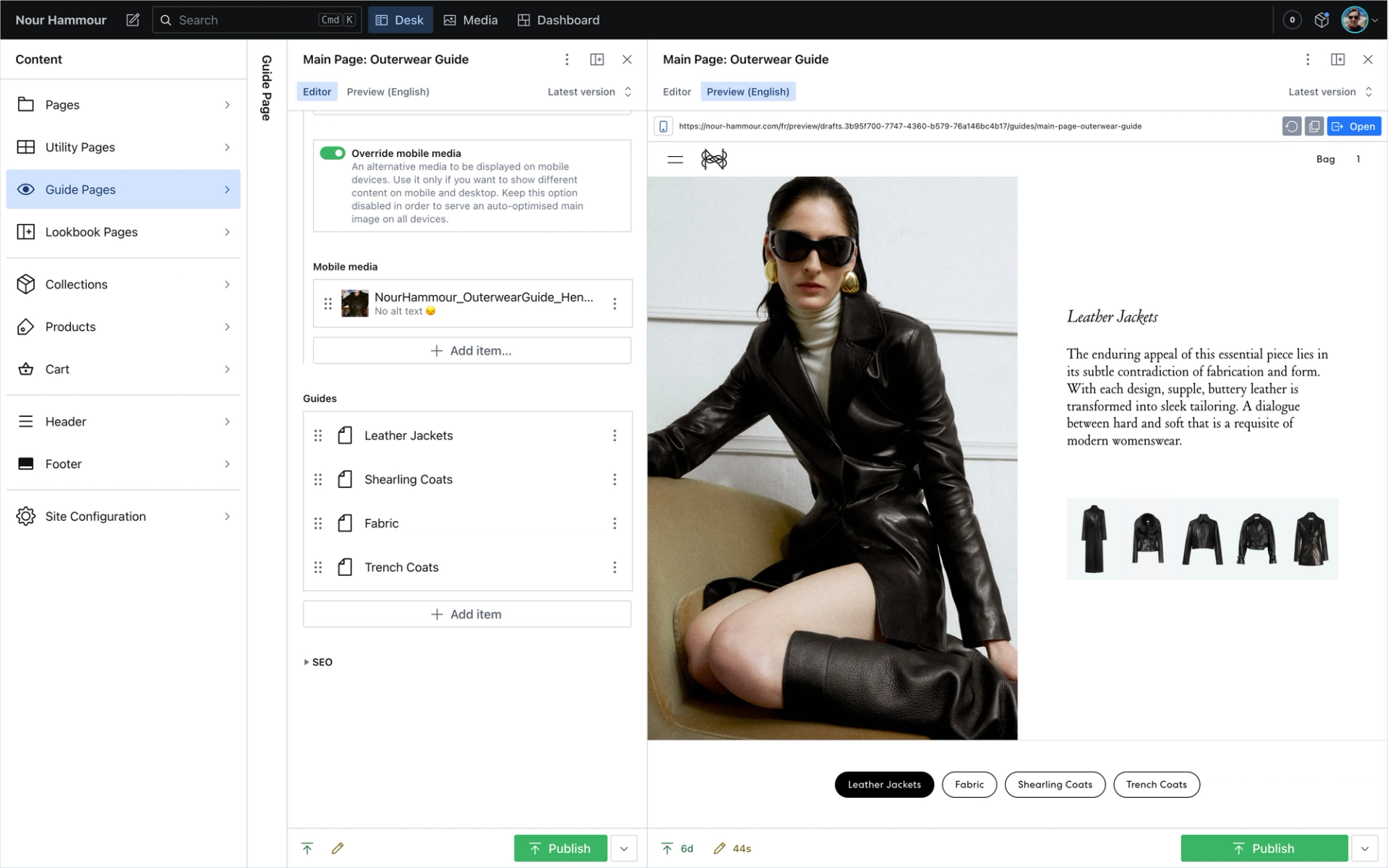 Nour Hammour Case Study — eCommerce Agency for Fashion Brands — Shopify Hydrogen Development