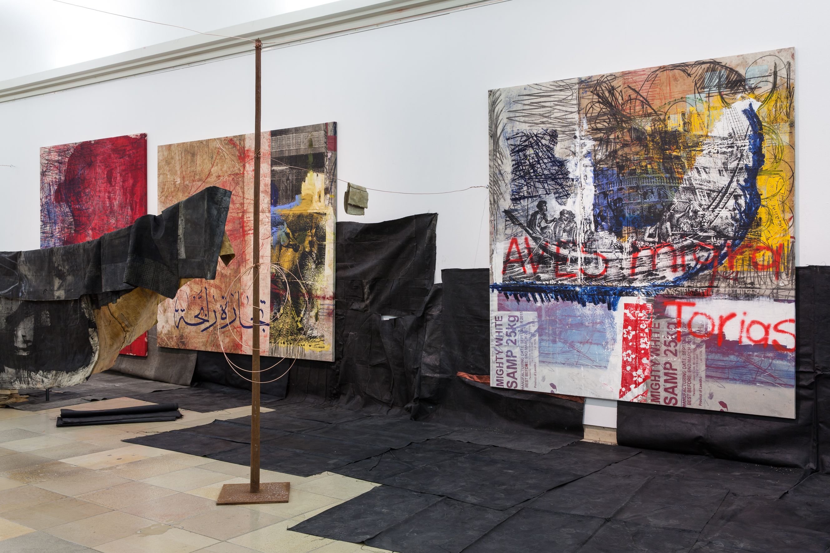 Oscar Murillo: Installation view: Oscar Murillo, Haus der Kunst, Munich ...
