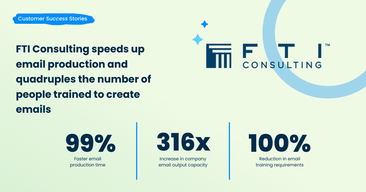 FTI Consulting boosts email production speed, quadruples output capacity | Knak
