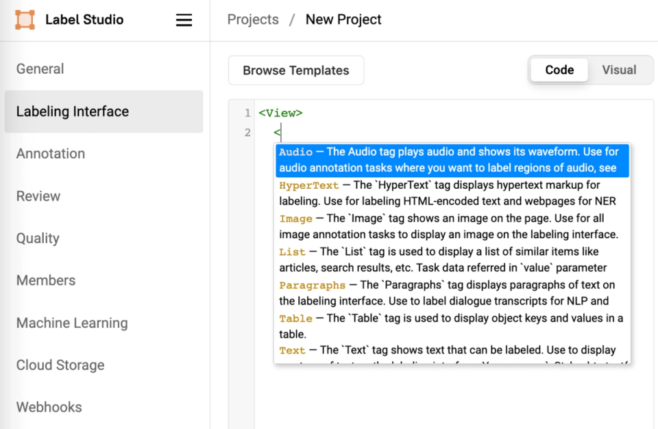 Create Custom Labeling Interfaces Faster With Autocomplete | HumanSignal