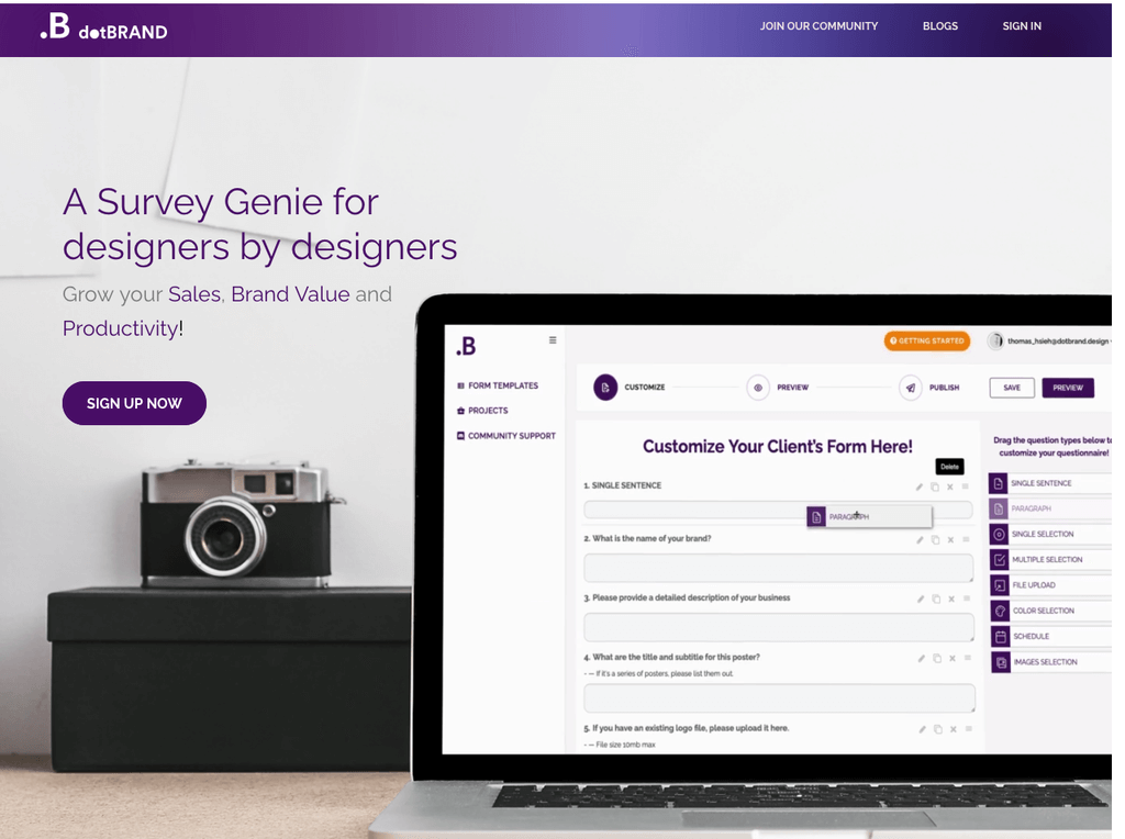 Allows designers to quickly identify ideal clients, create survey forms ...