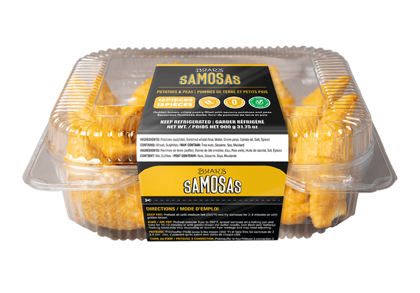 Potatoes & Peas Samosas (12 piece) | Brar's