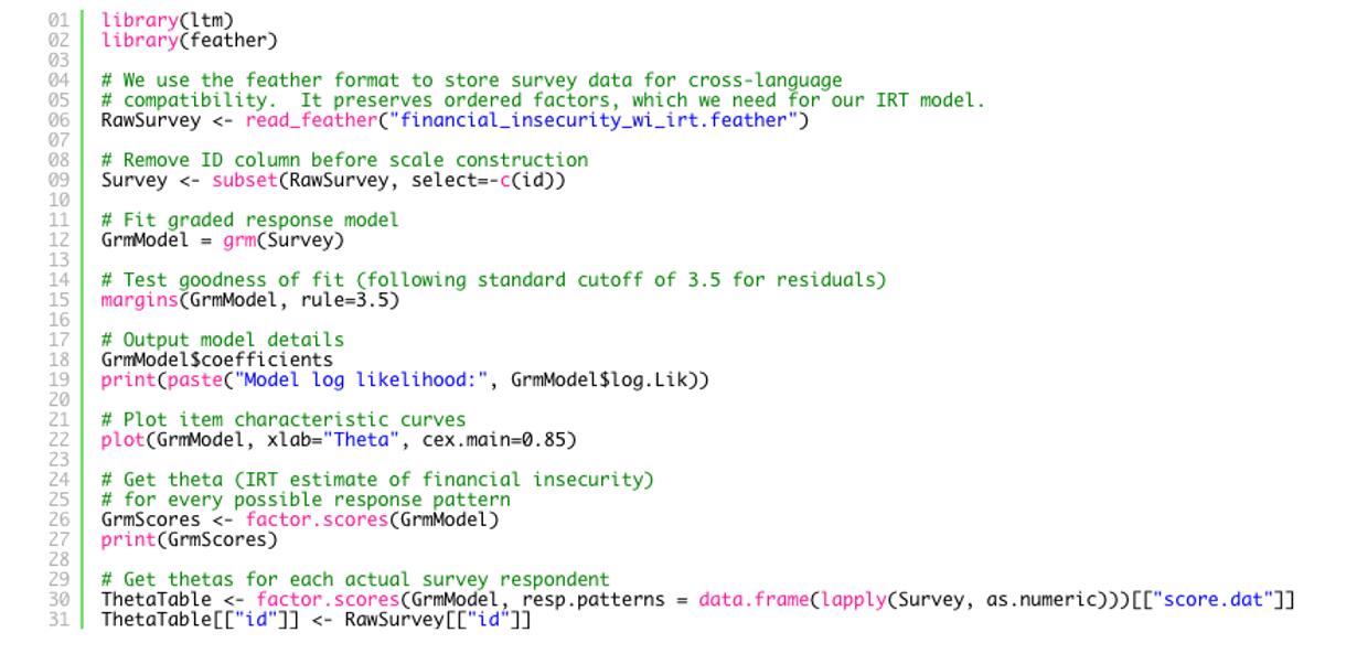 Item Response Theory in R for Survey Analysis