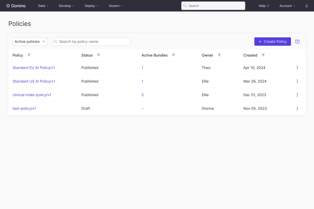 Governance | Domino Enterprise AI Platform
