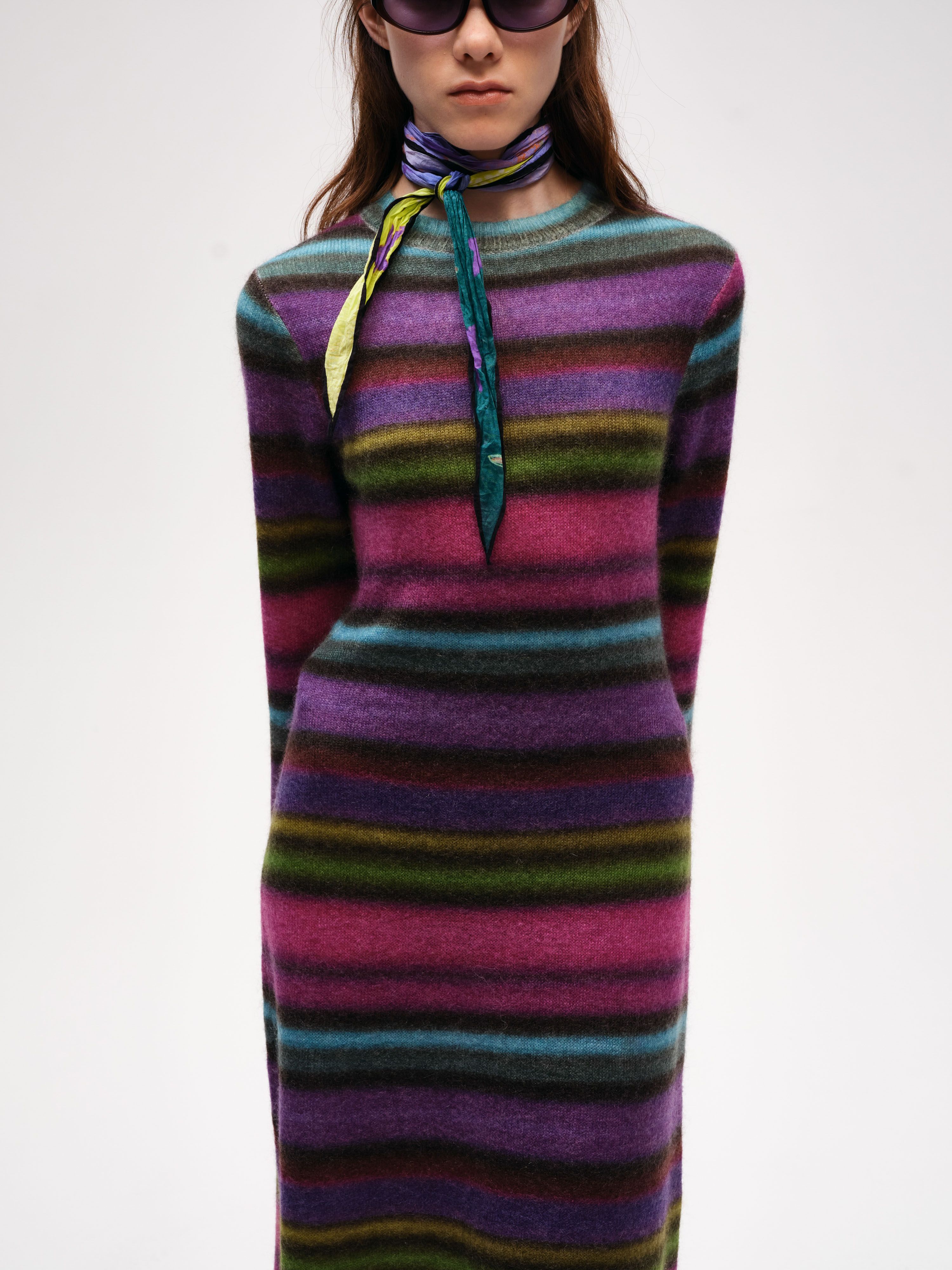 Colorful Striped Knit Dress | Short Sentence