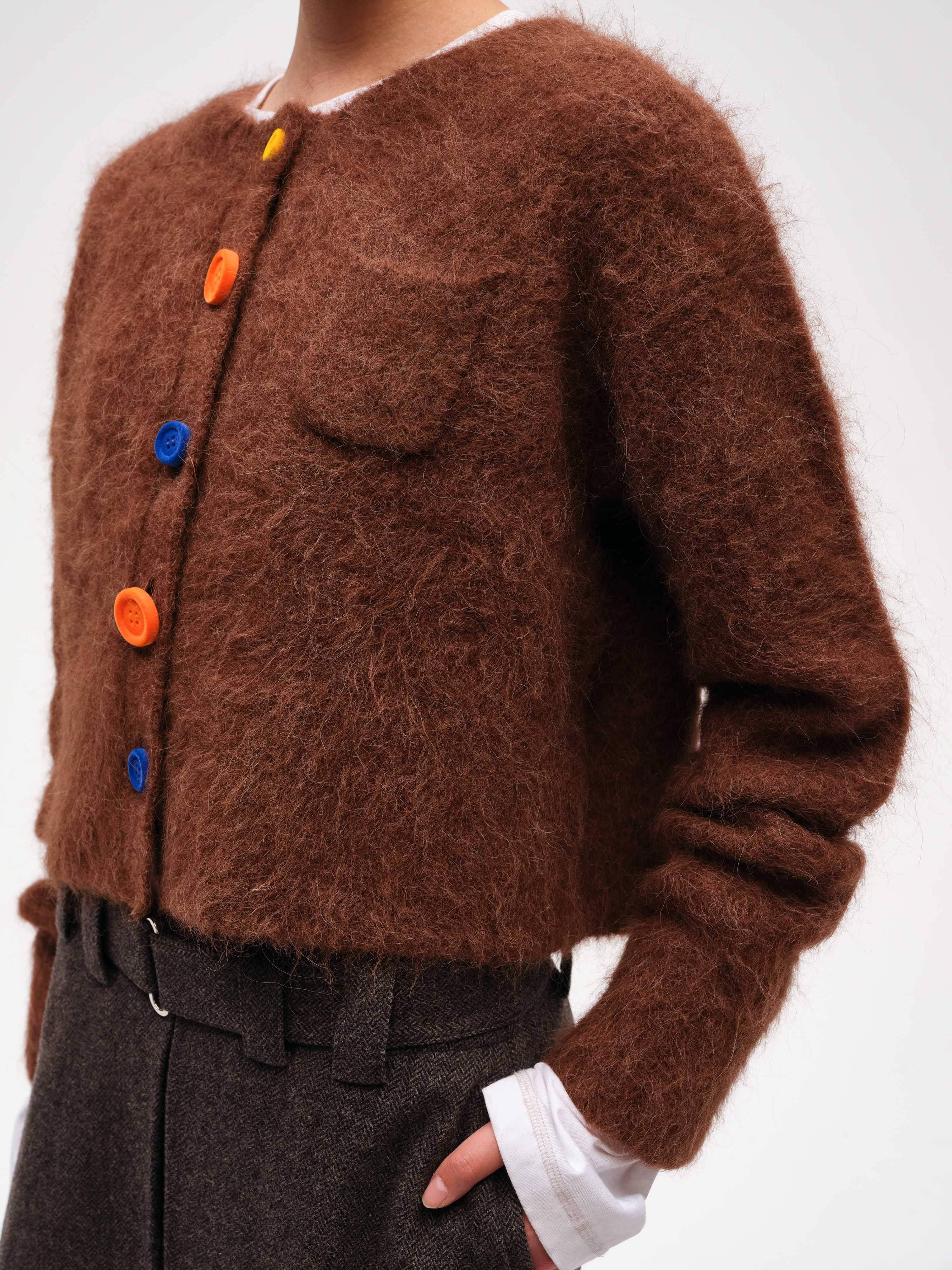 Colorful Velvet Button Cardigan | Short Sentence