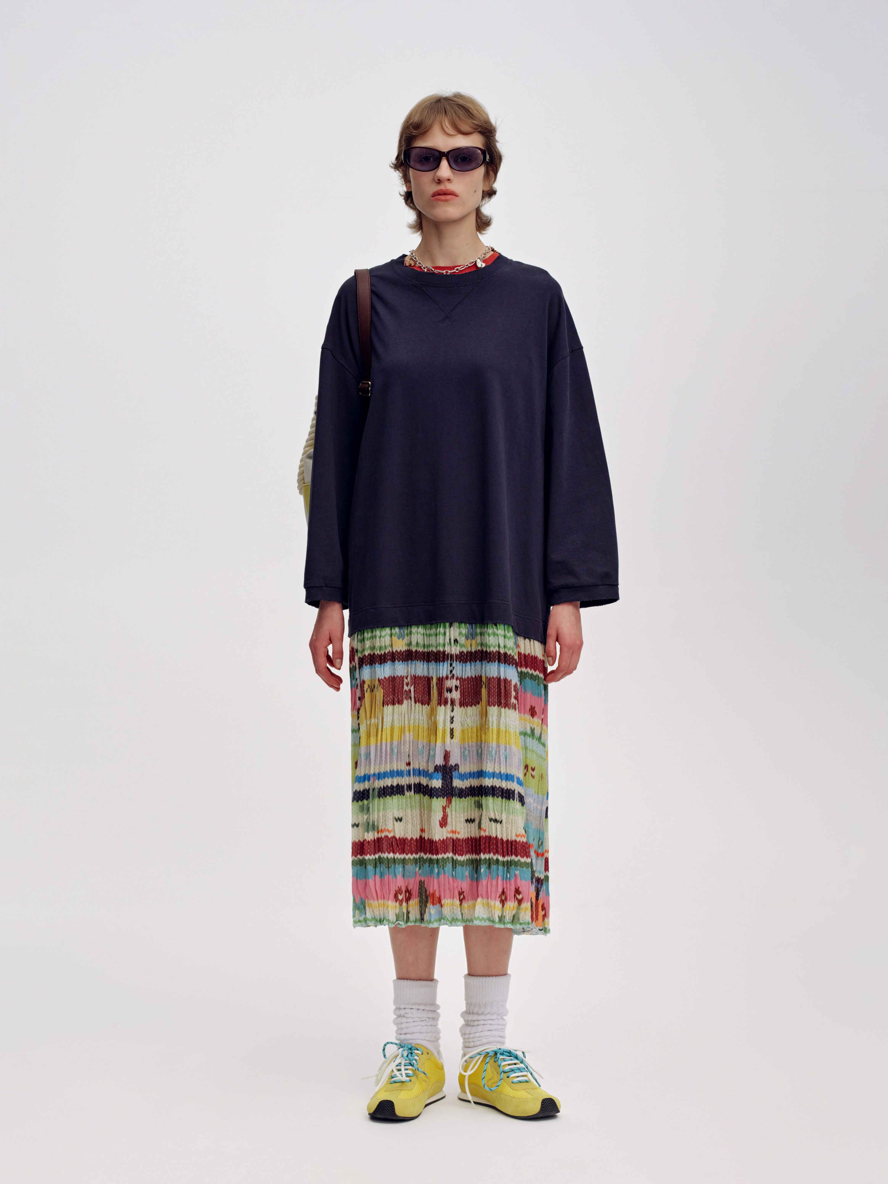 Printed Mock-Layer Dress | Short Sentence