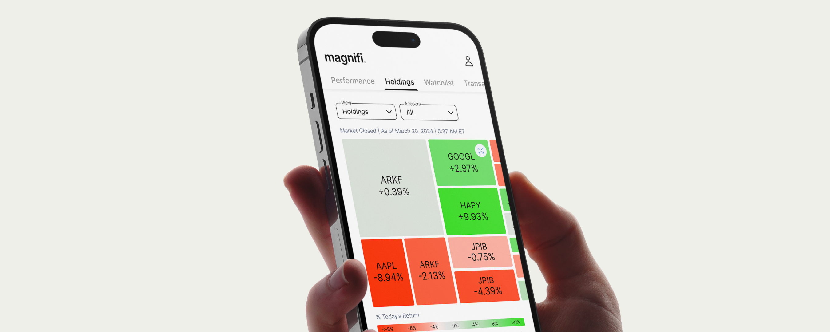 Multiple brokerage accounts linked in the Magnifi app