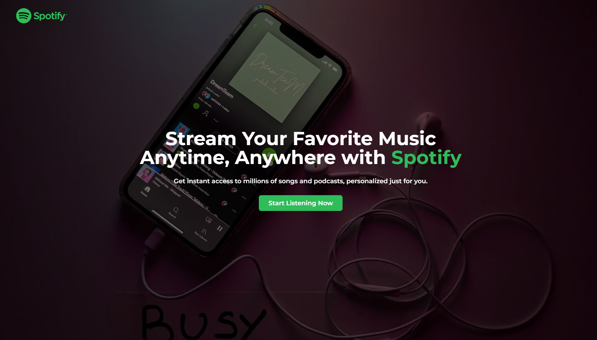 Spotify Landing Page | Lintang Digdoyo