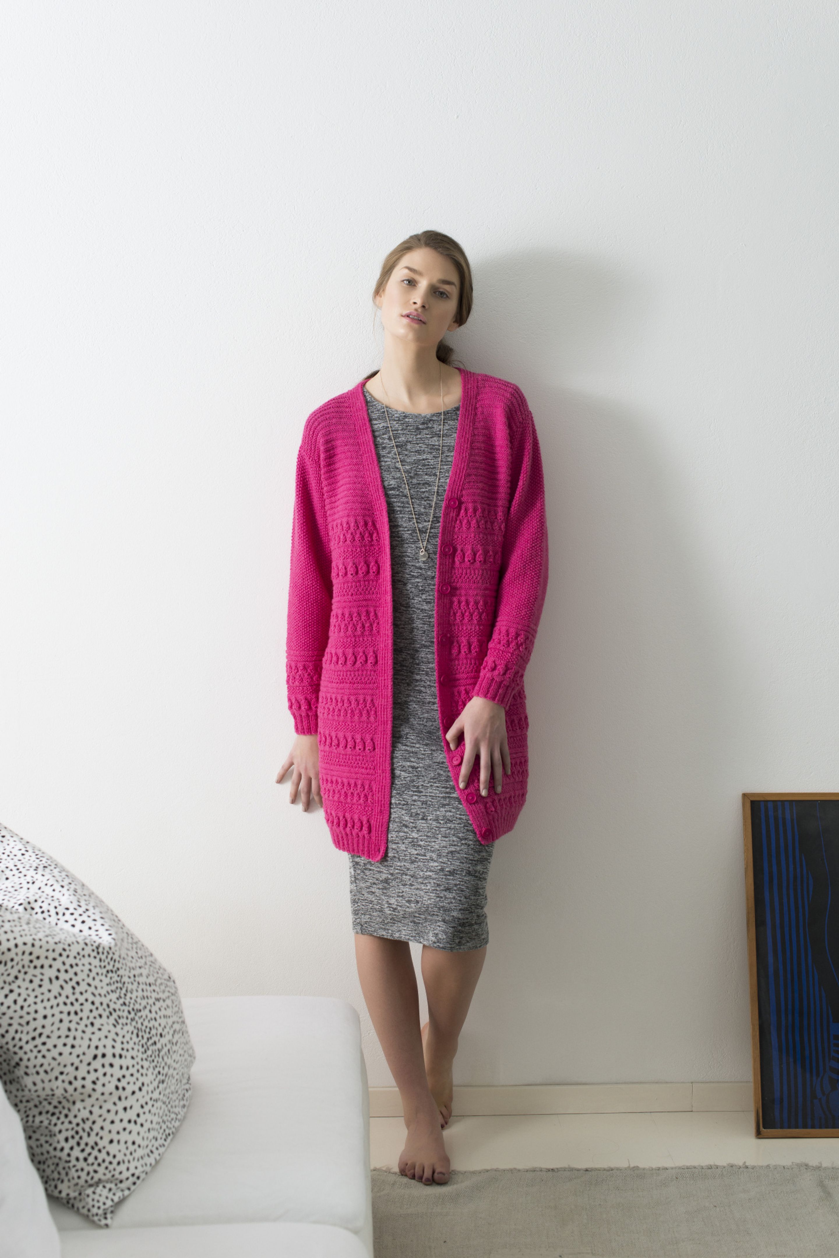 Strukturstickad damkofta Novita Nalle