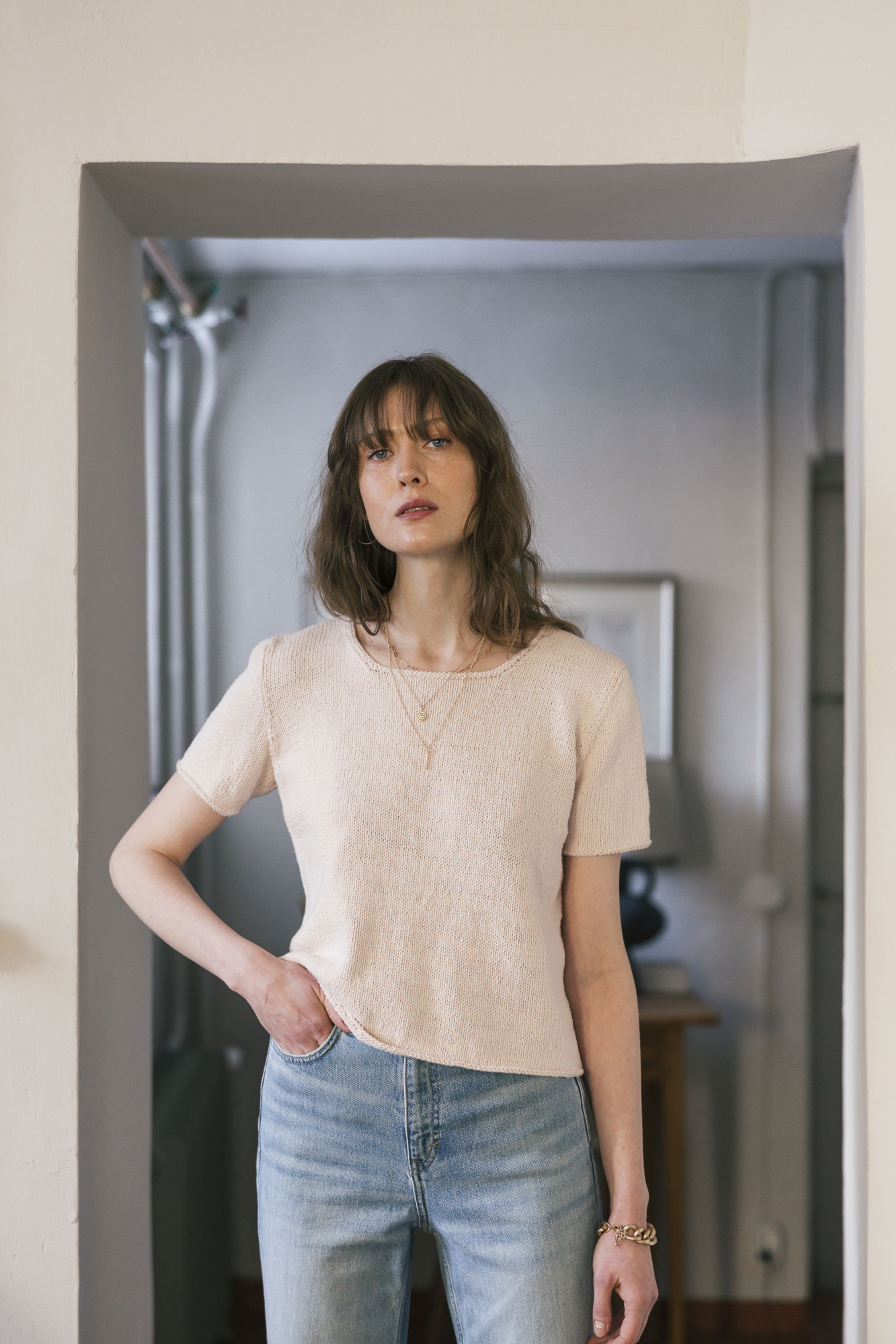 Sata kesää - neulottu t-paita Novita Cotton Feel