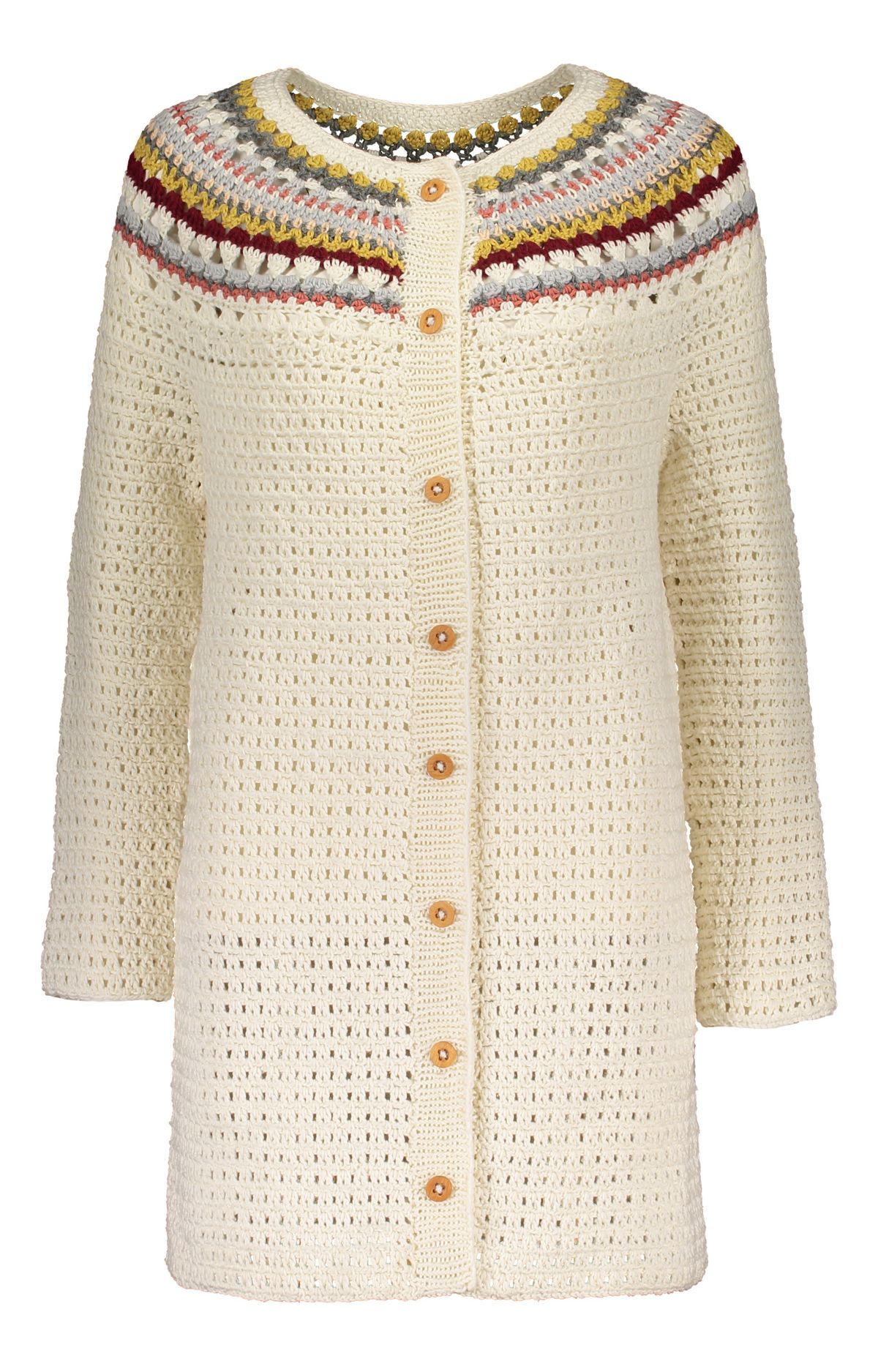 Women's crocheted cardigan Novita Wool Cotton and Nordic Wool