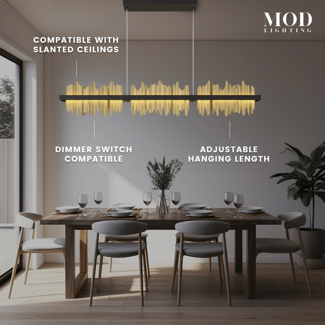 Modern Jet Black & Polished Gold, LED Luxury Pendant Lamp | Aurelius | MOD Lighting - MOD Lighting