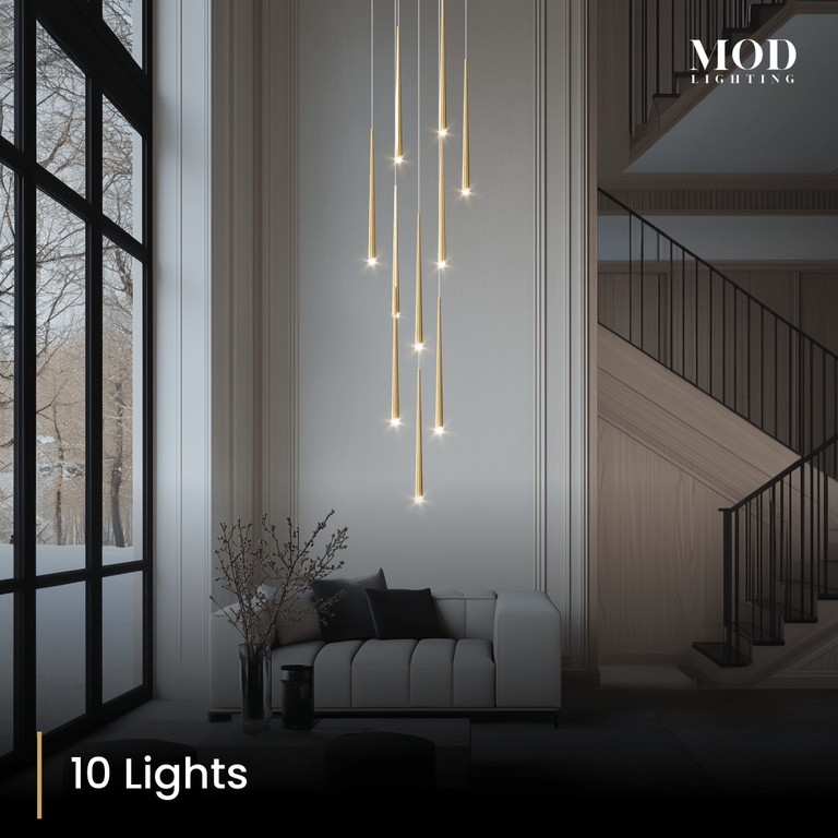 Modern Gold, LED Staircase Chandelier | Jasper | MOD Lighting - MOD ...