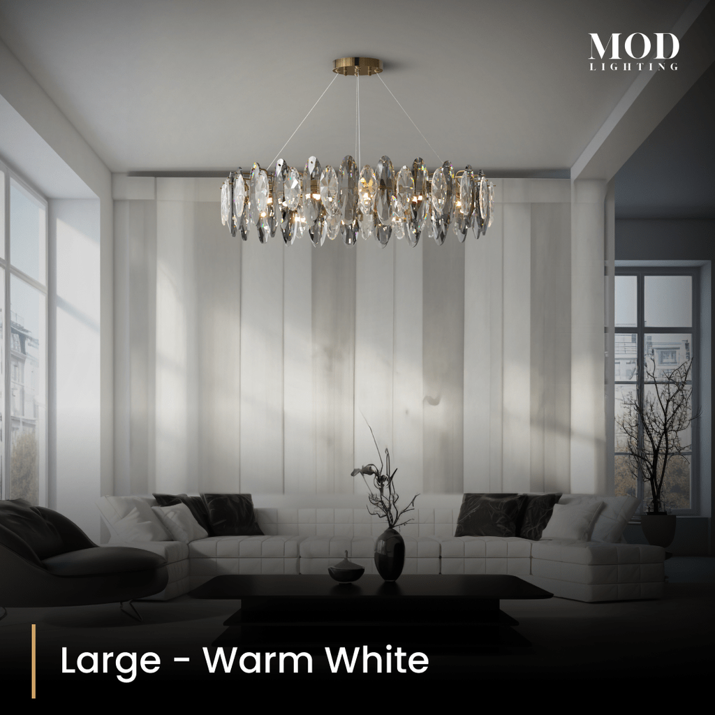 Modern Smoky Grey, Crystals & Gold Crystal, LED Luxury Chandelier ...