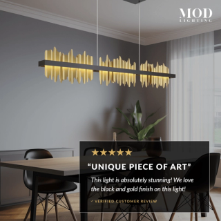 Modern Jet Black & Polished Gold, LED Luxury Pendant Lamp | Aurelius | MOD Lighting - MOD Lighting