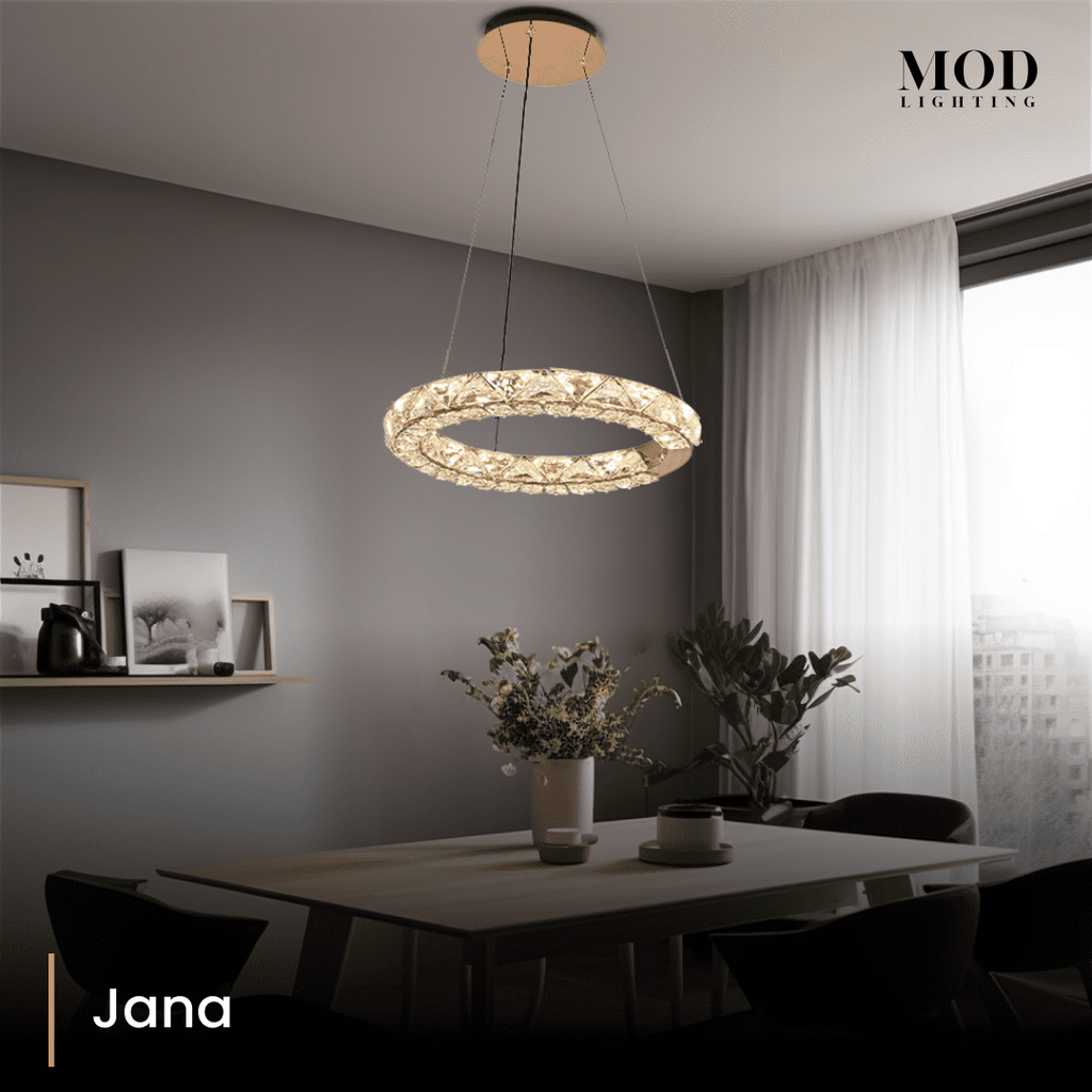 Modern Rose Gold & Crystal , LED Chandelier | Jana | MOD Lighting - MOD LIGHTING