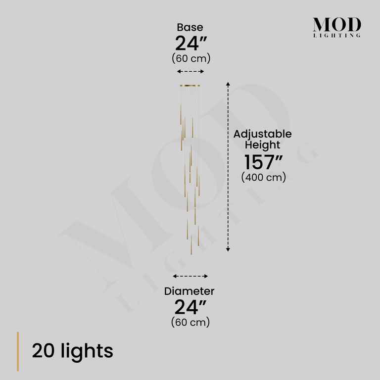 Modern Gold, LED Staircase Chandelier | Jasper | MOD Lighting - MOD ...