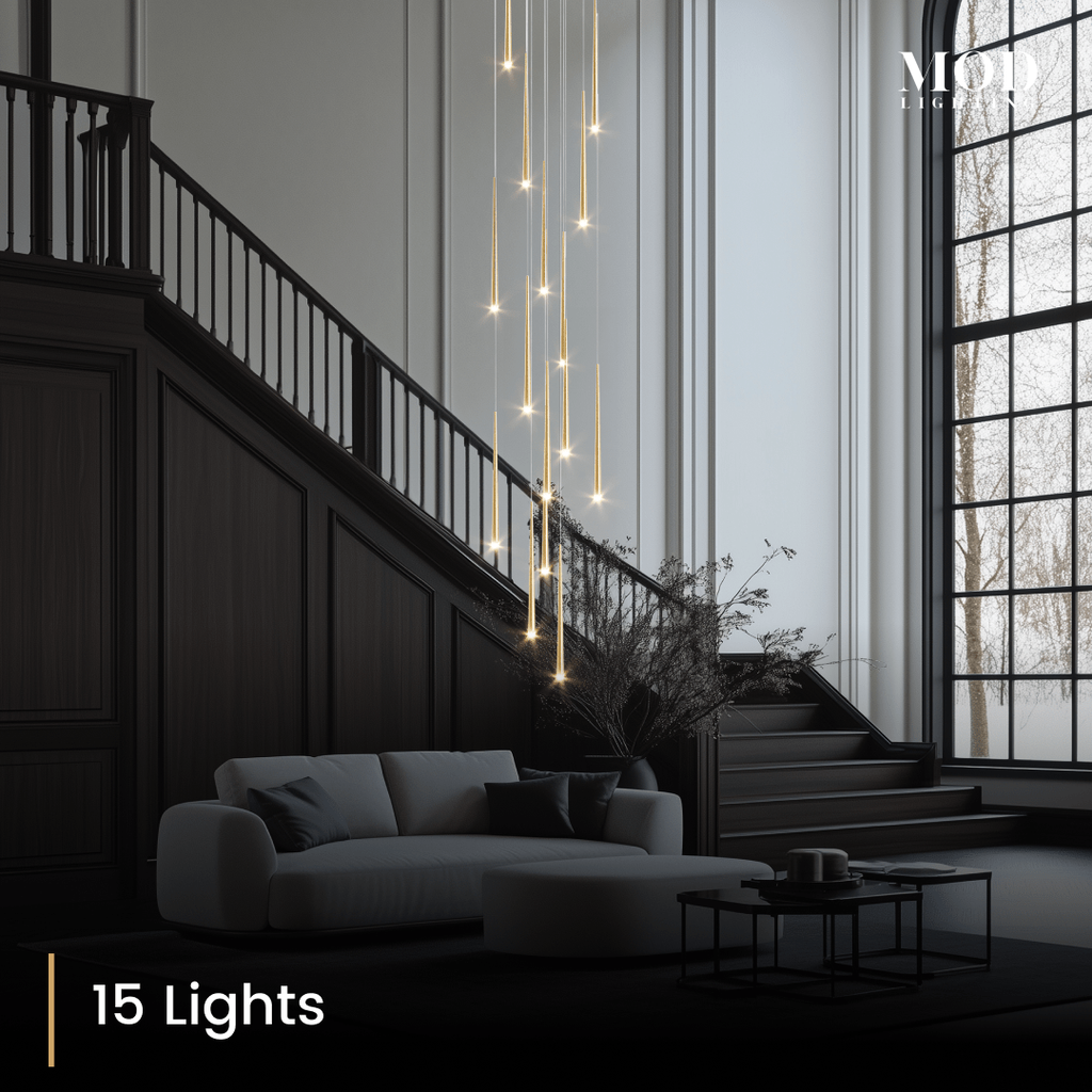 Modern Gold, LED Staircase Chandelier | Jasper | MOD Lighting - MOD ...