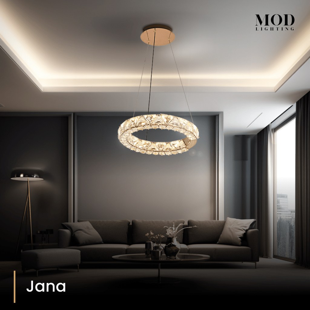 Modern Rose Gold & Crystal , LED Chandelier | Jana | MOD Lighting - MOD LIGHTING