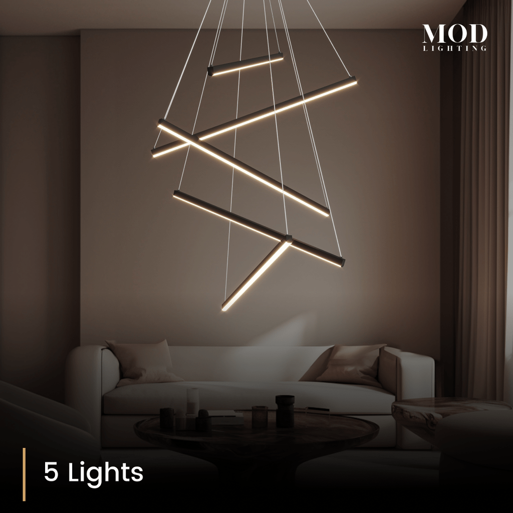 Modern Black Aluminium, LED Staircase Chandelier | Finn | MOD Lighting ...