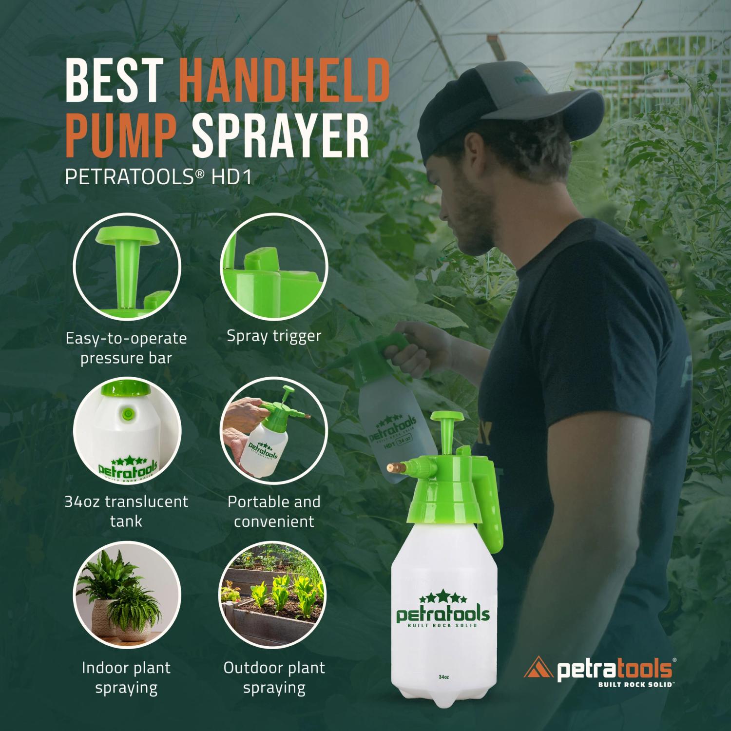 PetraTools HD1 Pump Sprayer - (34 Oz) - PetraTools