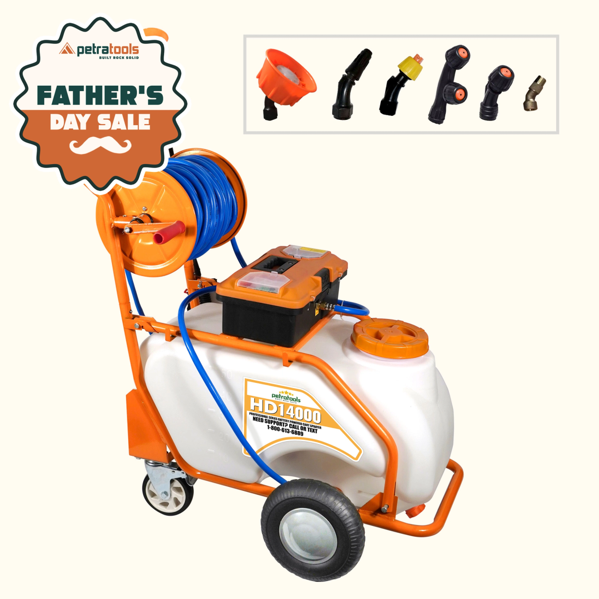 PetraTools Battery Powered 13 Gallon Pushcart Sprayer (Prime)