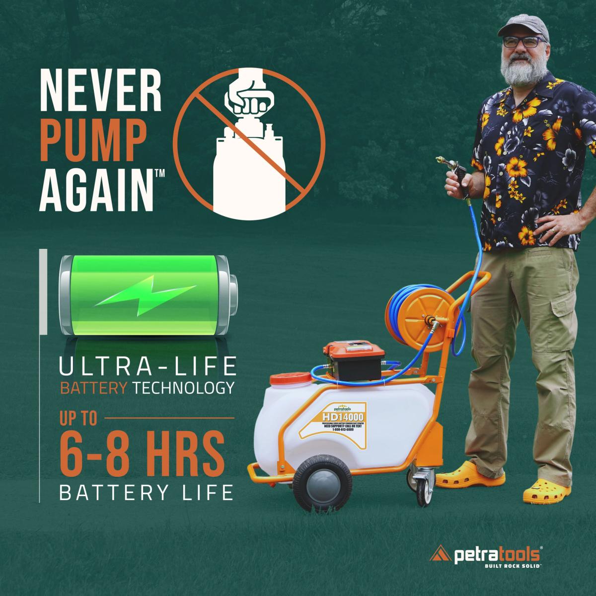 PetraTools Battery Powered 13 Gallon Pushcart Sprayer (Prime)