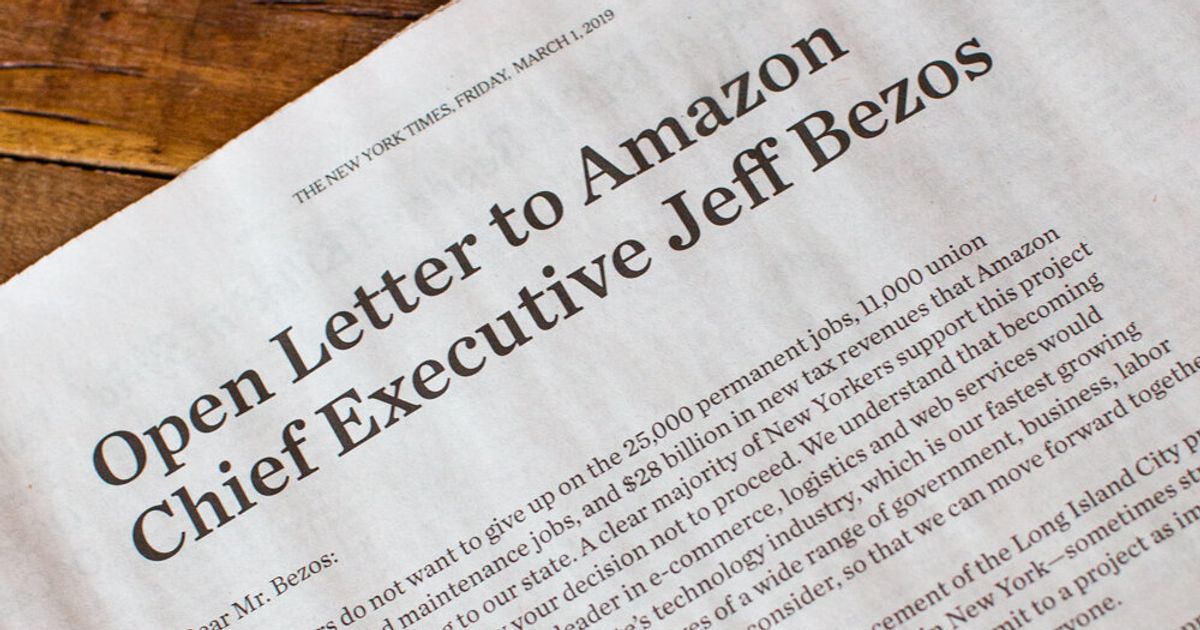 Open Letter To Amazon Chief Executive Jeff Bezos