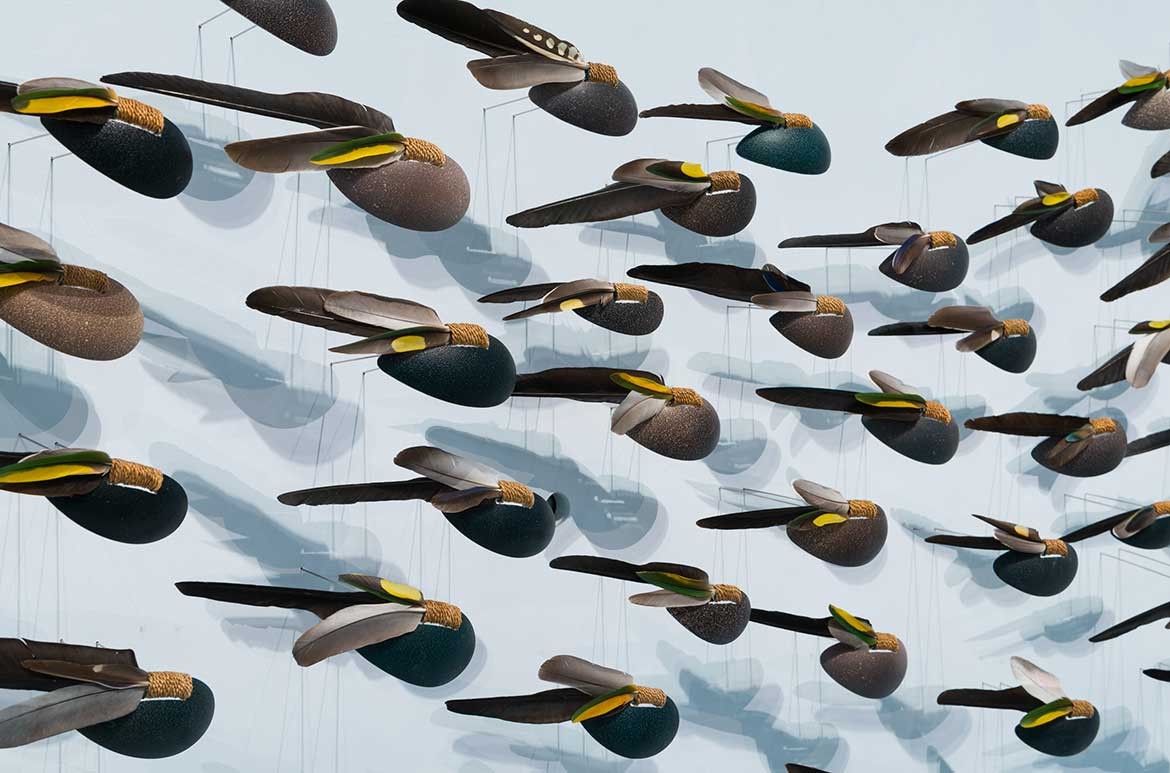 Jonathan Jones ‘untitled (giran)’ is a murmuration of winged sculptures ...