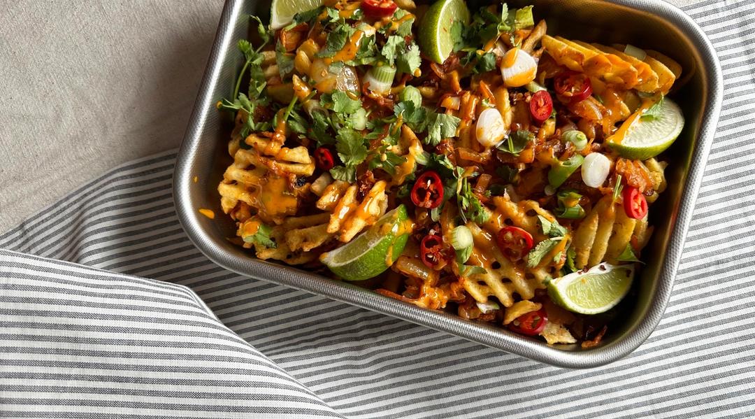 Loaded Kimchi Waffle Fries - LEON