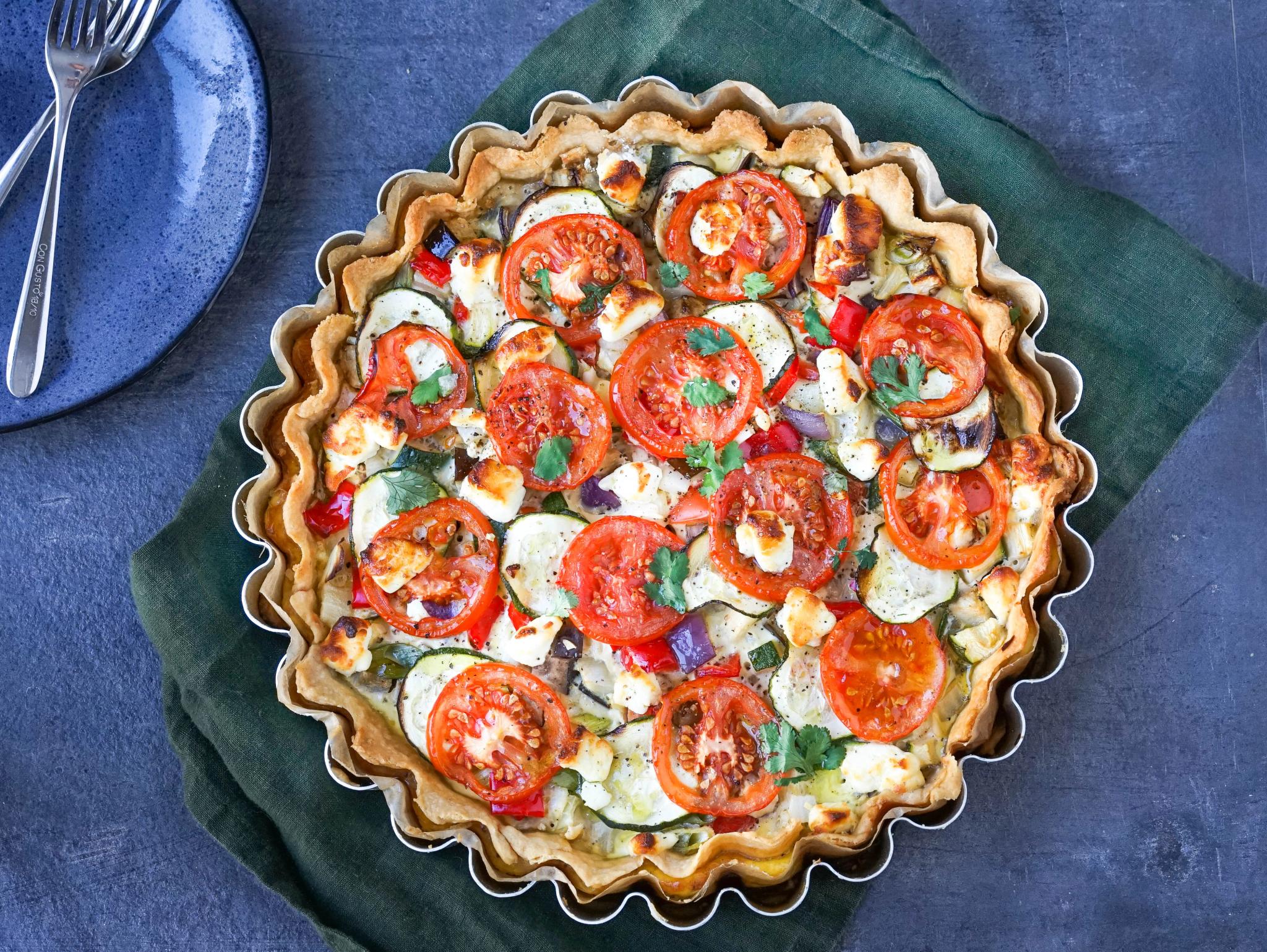 Mager pai med cottage cheese og grønnsaker