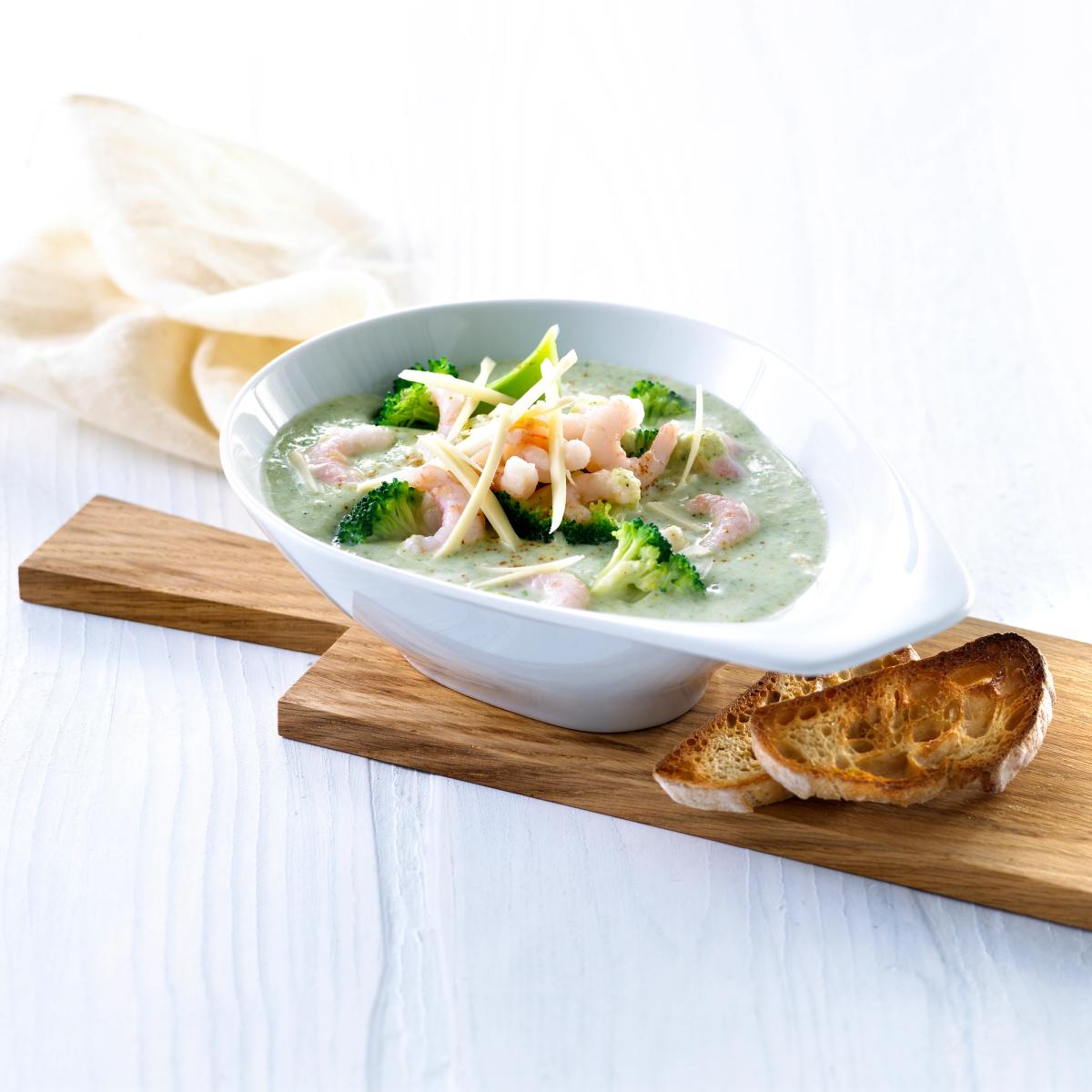 Brokkolisuppe med reker