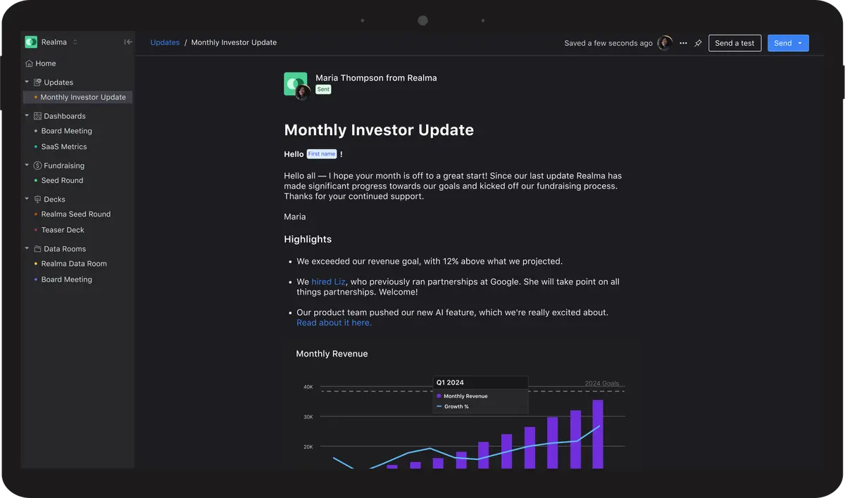 Startup Investor Update Provider - Visible.vc