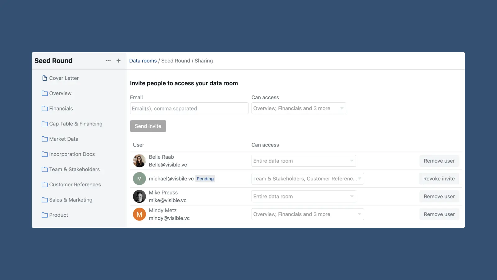 Manage Every Part of Your Fundraising Funnel with Visible Data Rooms - Visible.vc