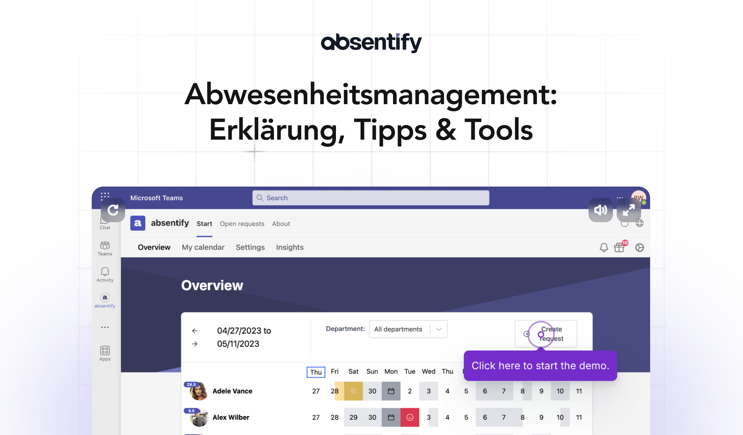 Abwesenheitsmanagement | Fehlzeiten einfach planen