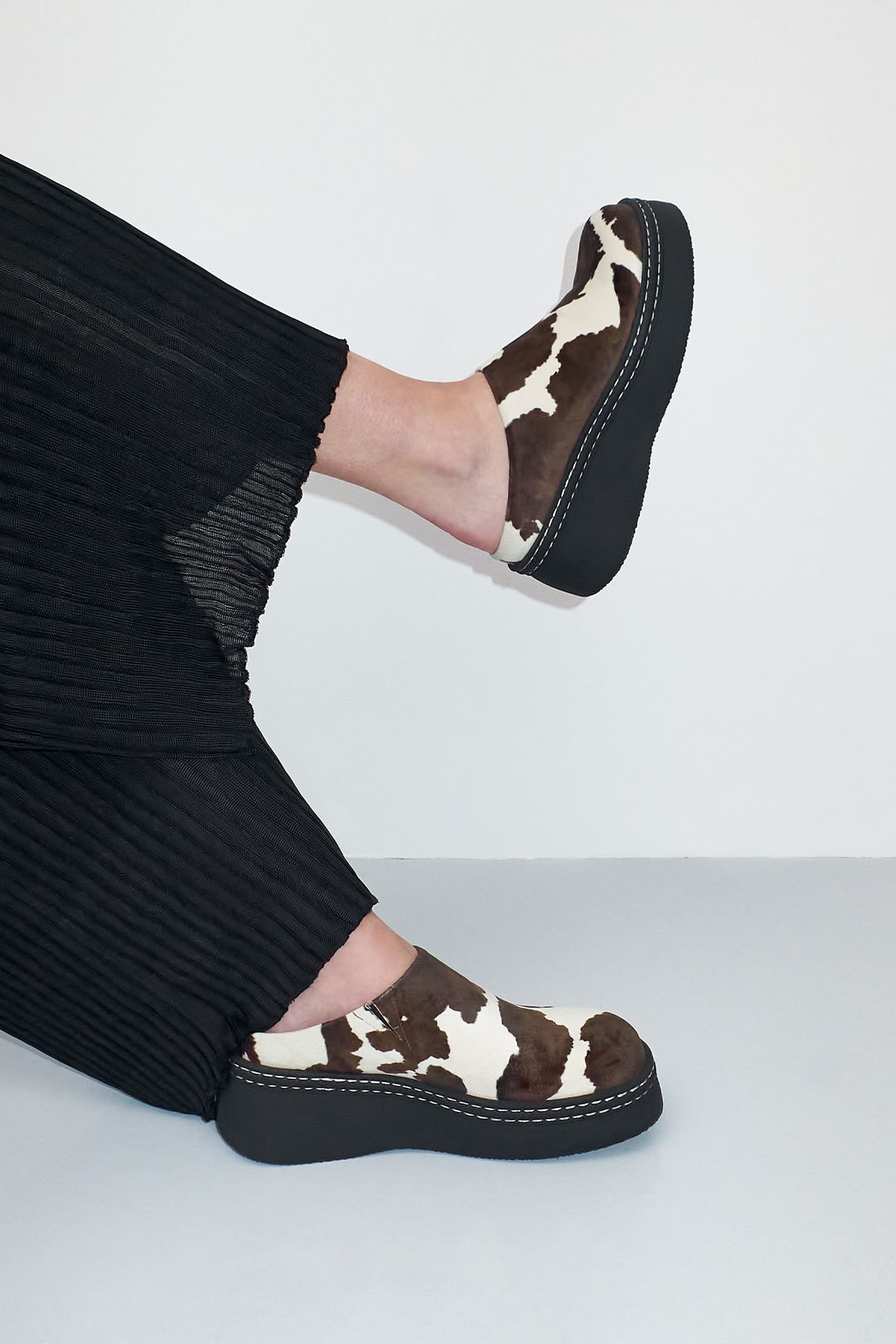 Kristi Mules - Cow Print Suede | Miista