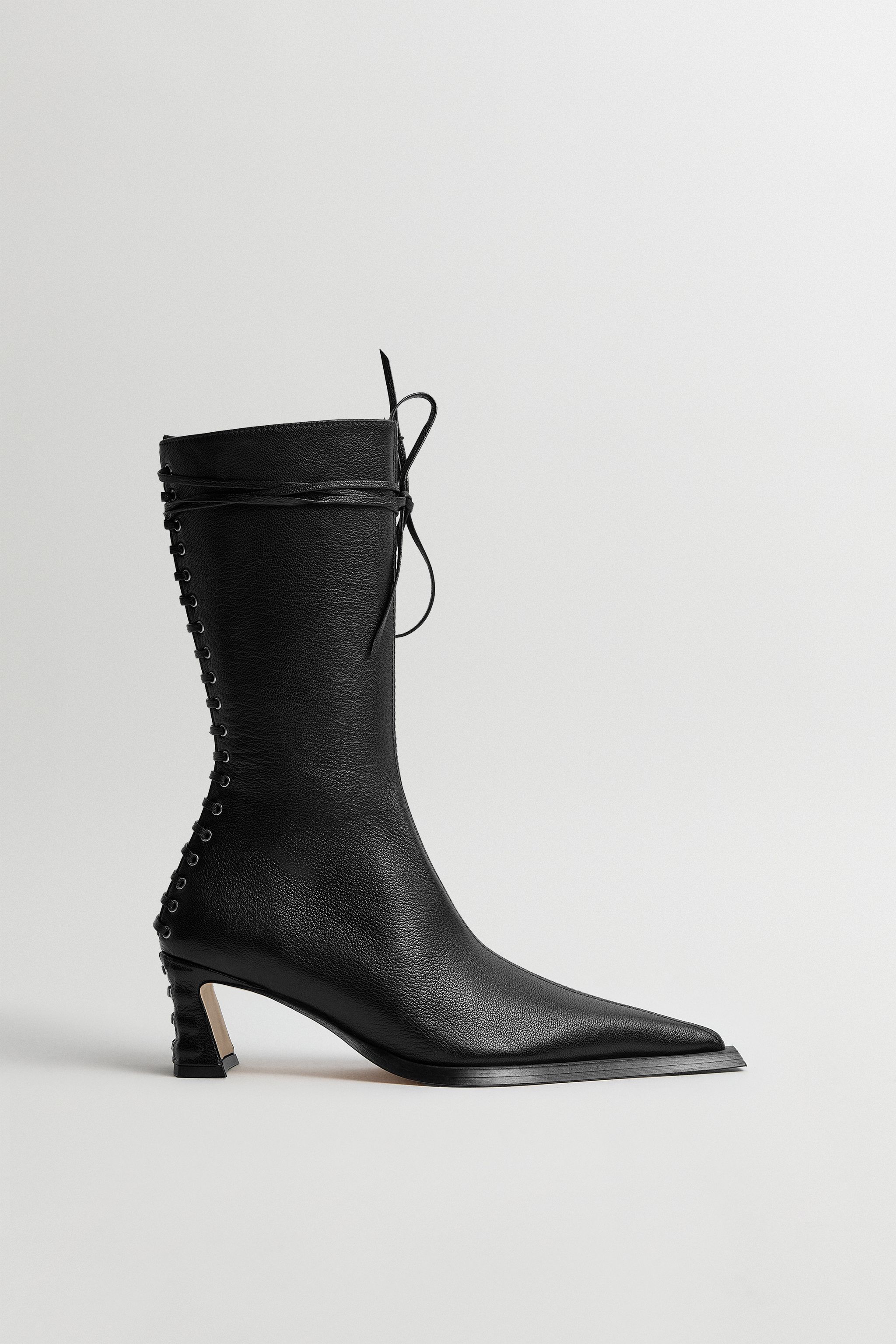 Shelley Boots - Black Lace Leather | Miista