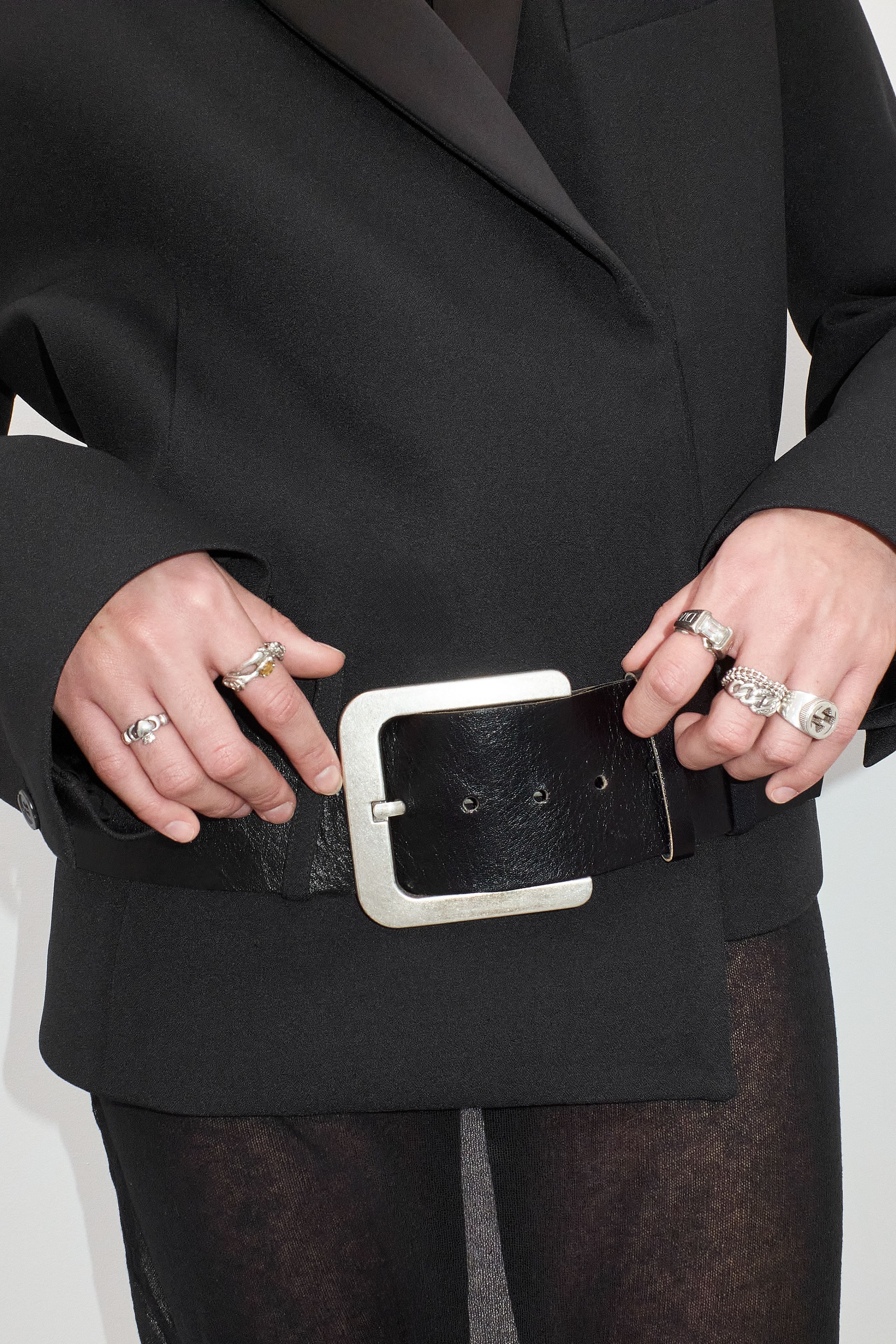 Hester Black Belt Blazer Jacket | Miista