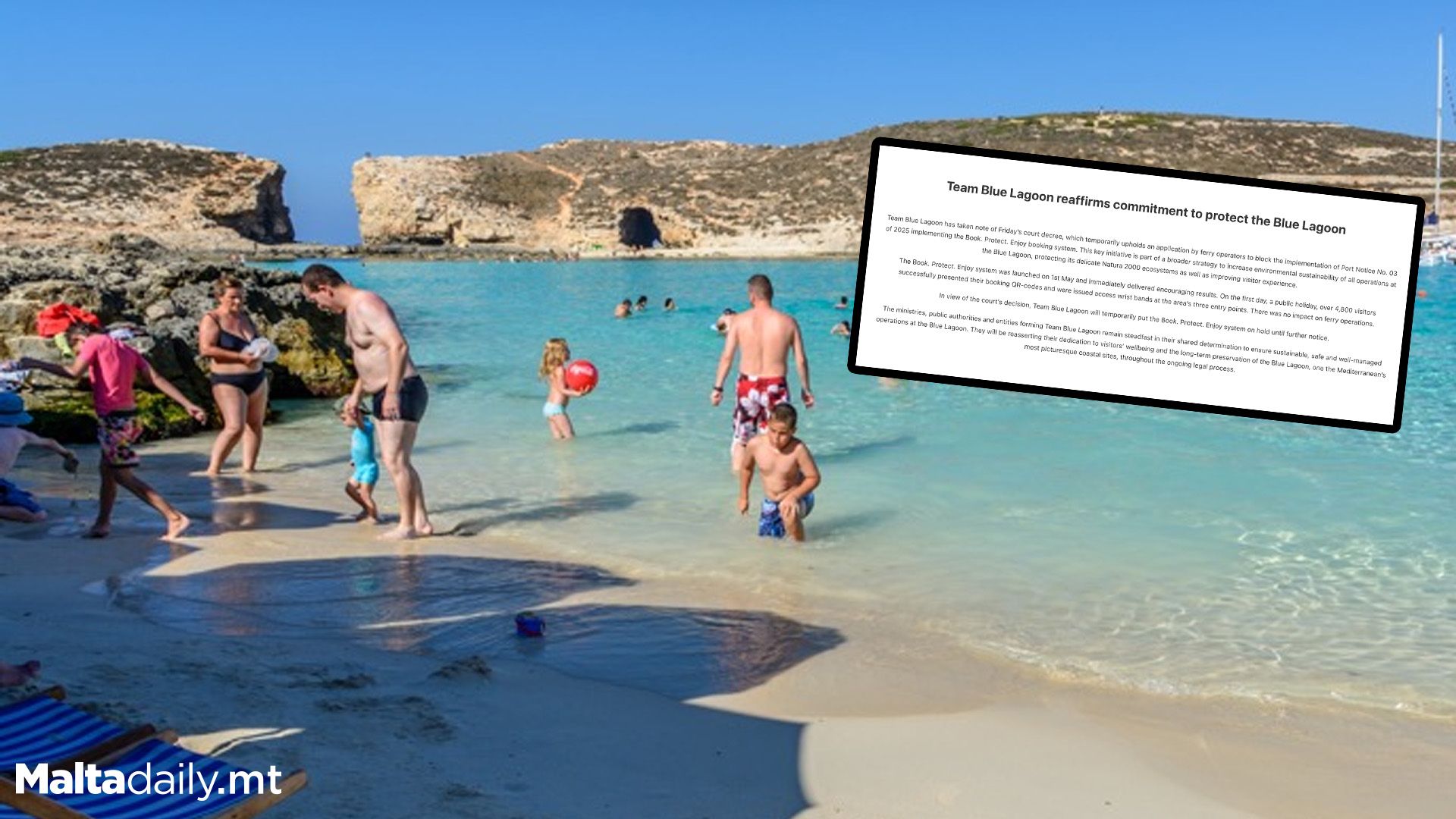 New Booking System For Comino’s Blue Lagoon Suspended Follo…