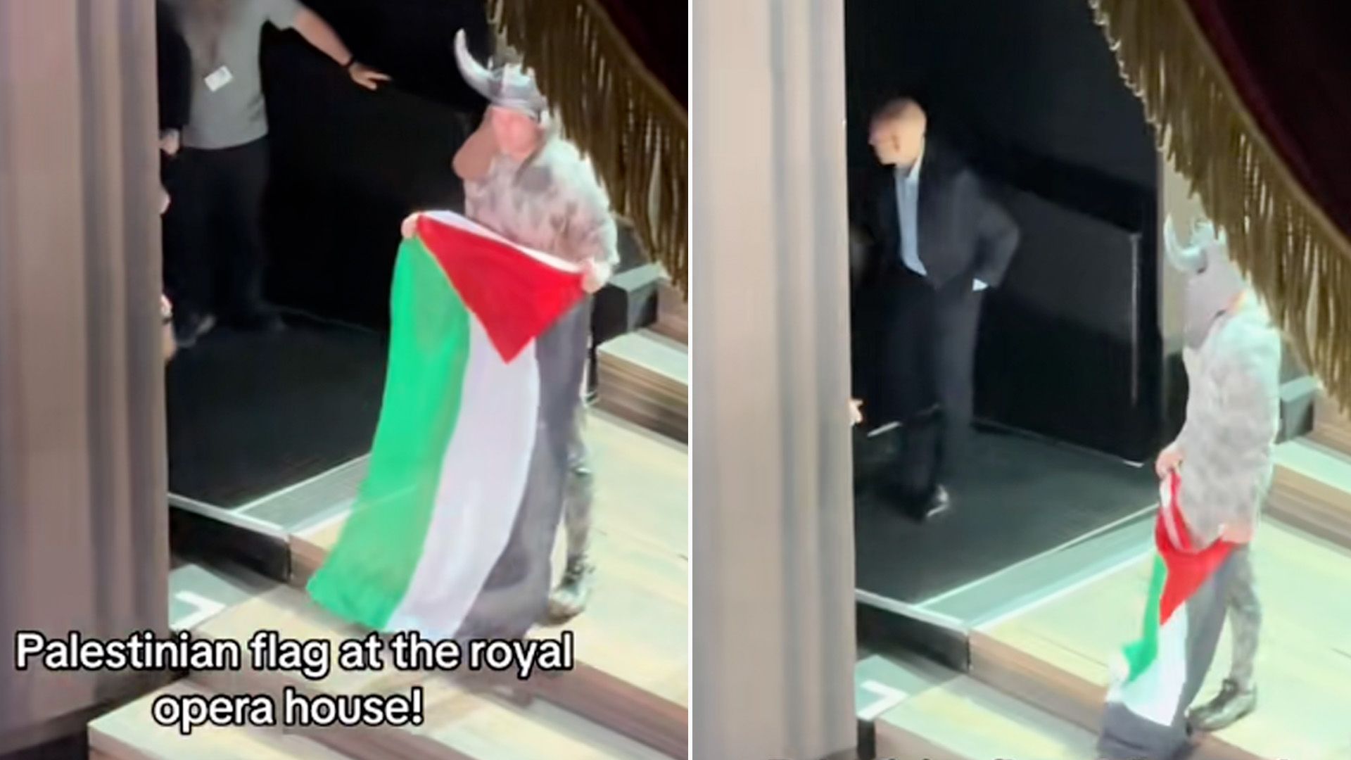 Royal Opera House Performer Unfurls Palestine Flag