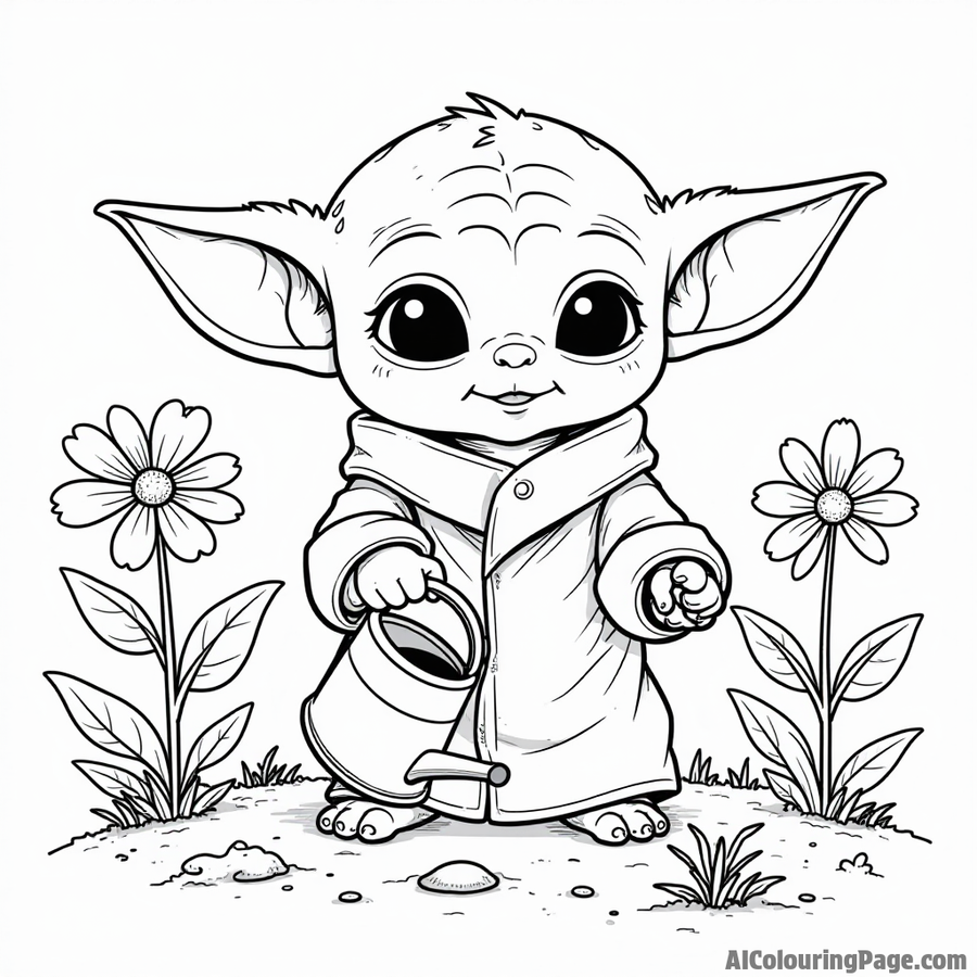 Free Baby Yoda Coloring Pages - Print in 60 Seconds | AI Colouring Page