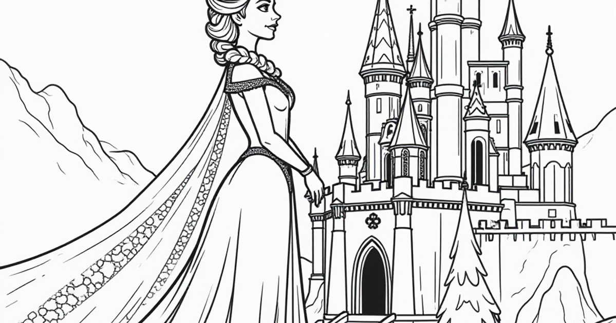 Elsa Coloring Pages And Prompts | AI Colouring Page