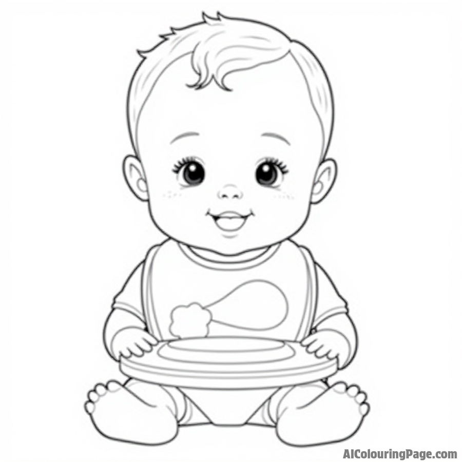 Fun Baby Coloring Pages Cute Scenes | AI Colouring Page