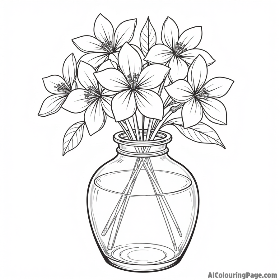 20 Jasmine Magic Flower Coloring Page | AI Colouring Page