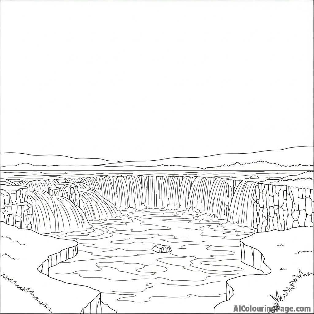 Free Waterfall Coloring Pages - Print in 60 Seconds | AI Colouring Page