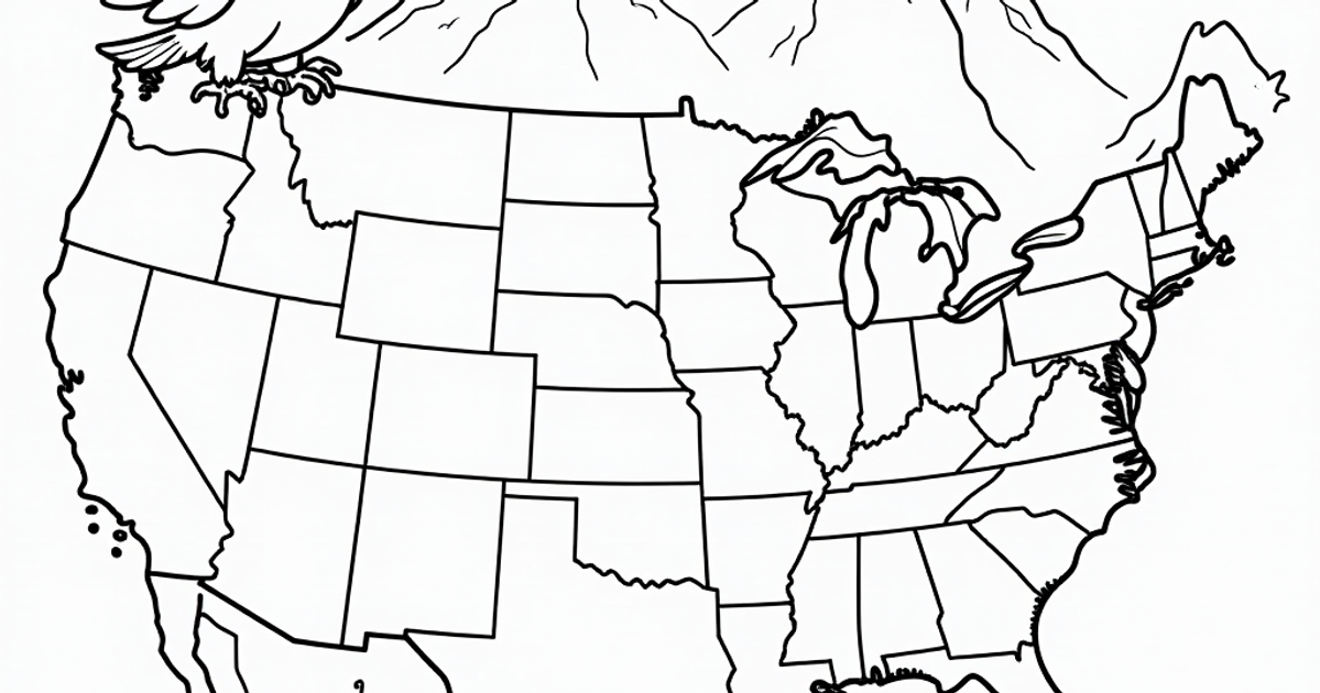 Free US Map Coloring Pages - Print in 60 Seconds | AI Colouring Page