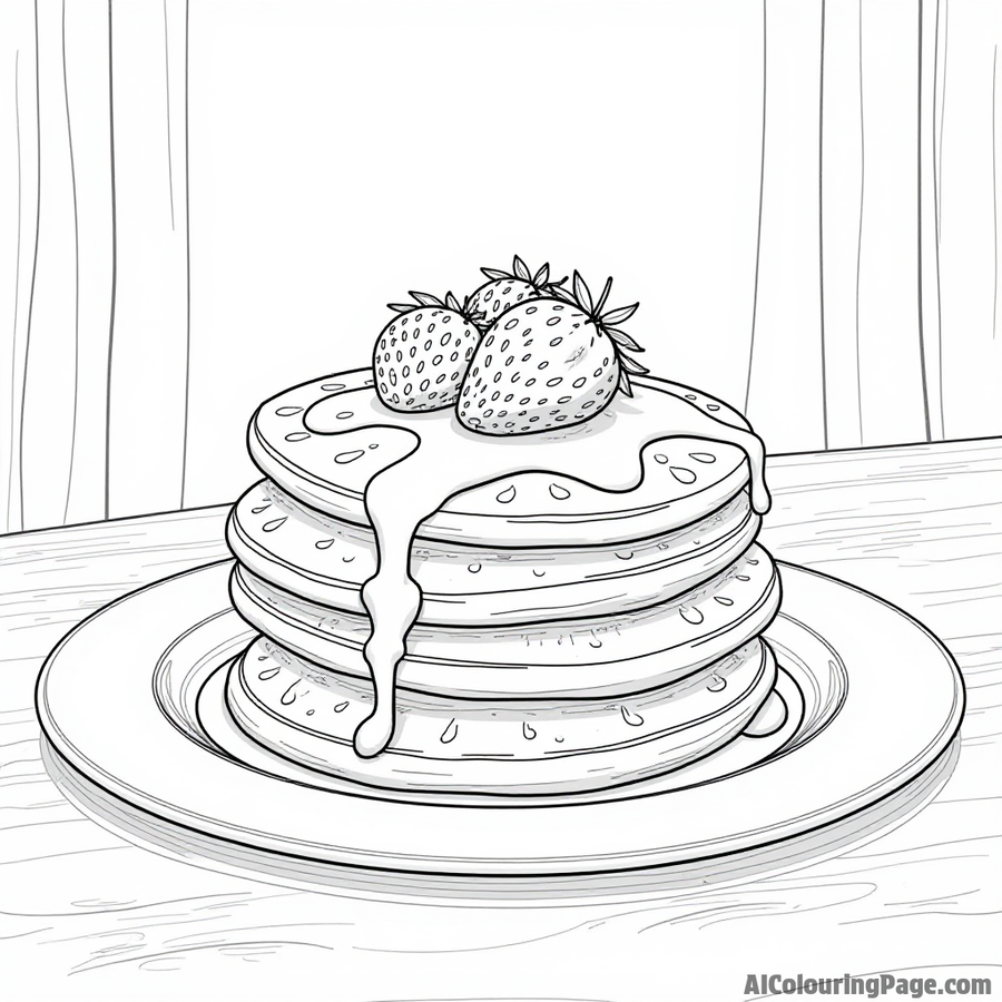 Free Pancakes Coloring Pages - Print in 60 Seconds | AI Colouring Page